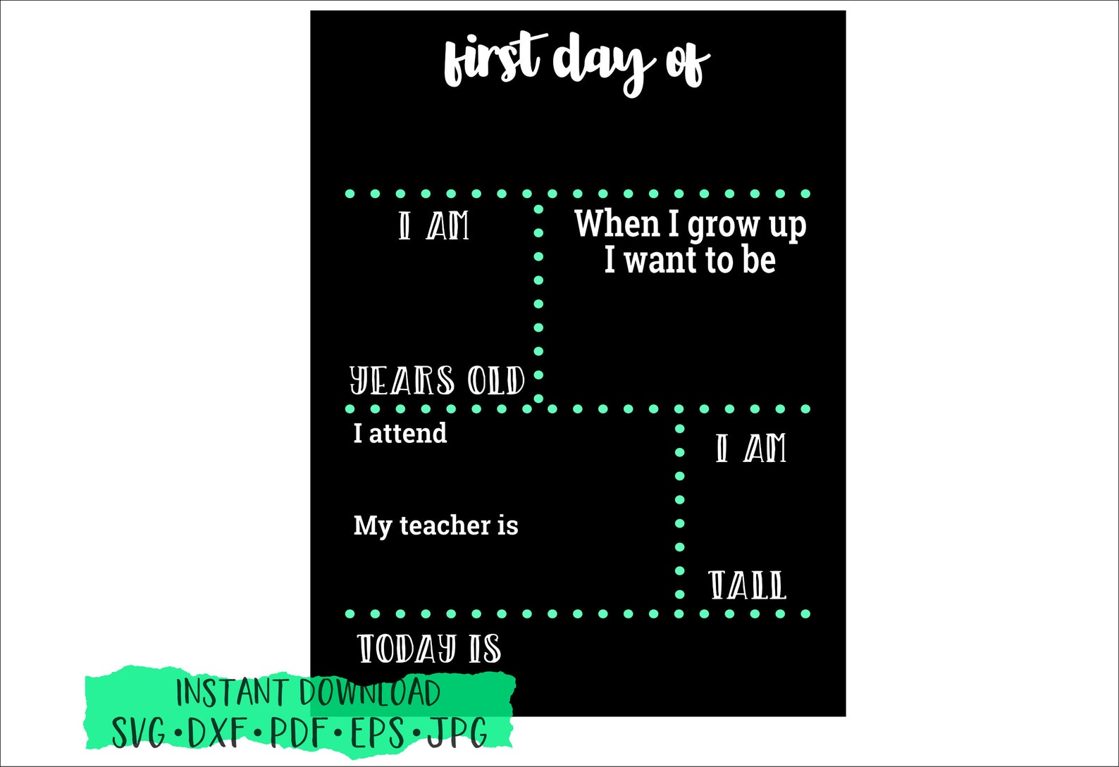 First Day of School Sign, First Day Board, Svg, Cut File, Silhouette ...