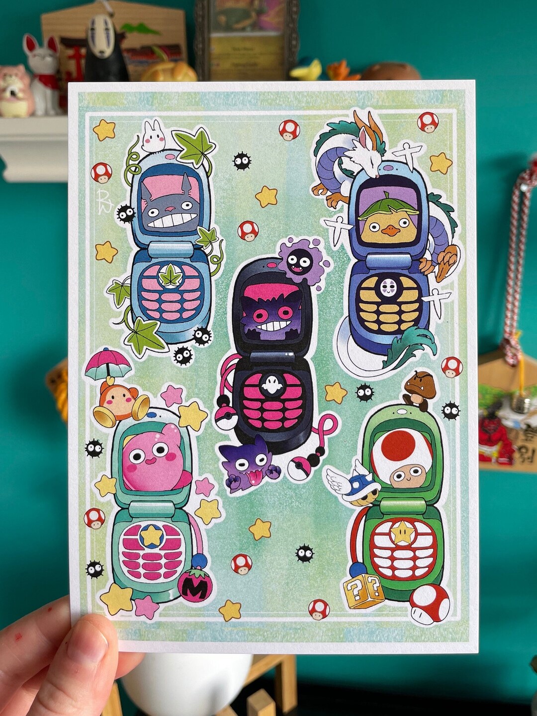 Flip Phone Tattoo Flash Print - Etsy