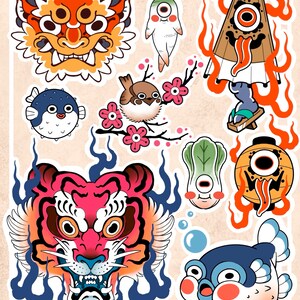 Japanese Tattoo Flash Print - Etsy
