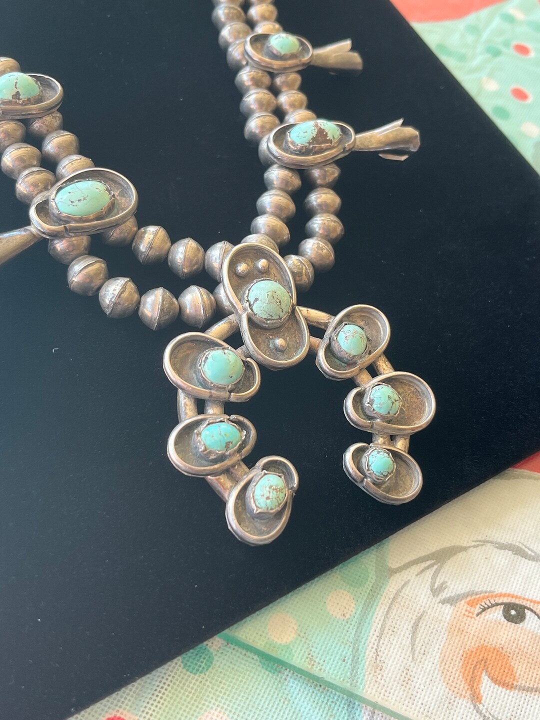 Womens Jewelry Statement Turquoise Squash Blossom Gift Vintage 1940’s ...