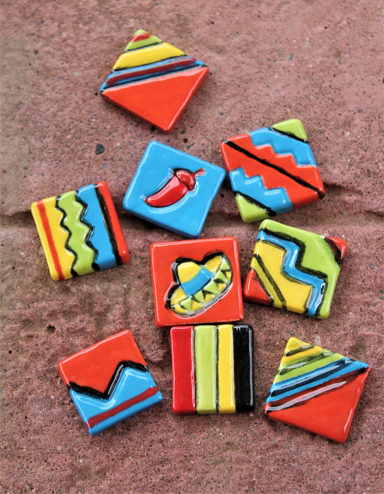 26 Hand Glazed Tile for Mosaic Around One Inch Tiles Glaze on Fired ...