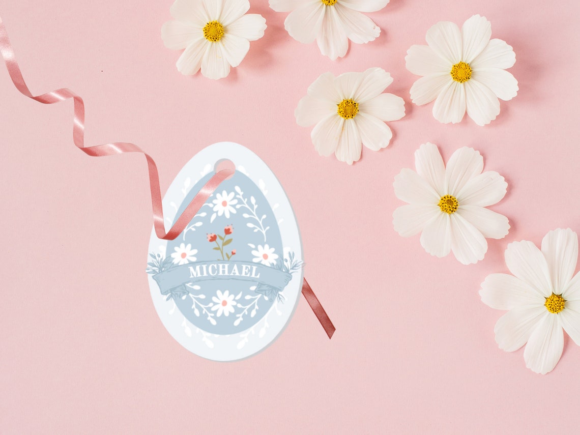 Printable Easter Egg Name Tags, Easter Basket Tags, Easter Party Boho ...