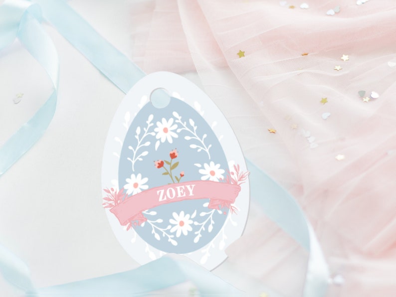 Boho Floral Easter Egg Tags: Printable, Editable Name Labels (digital ...