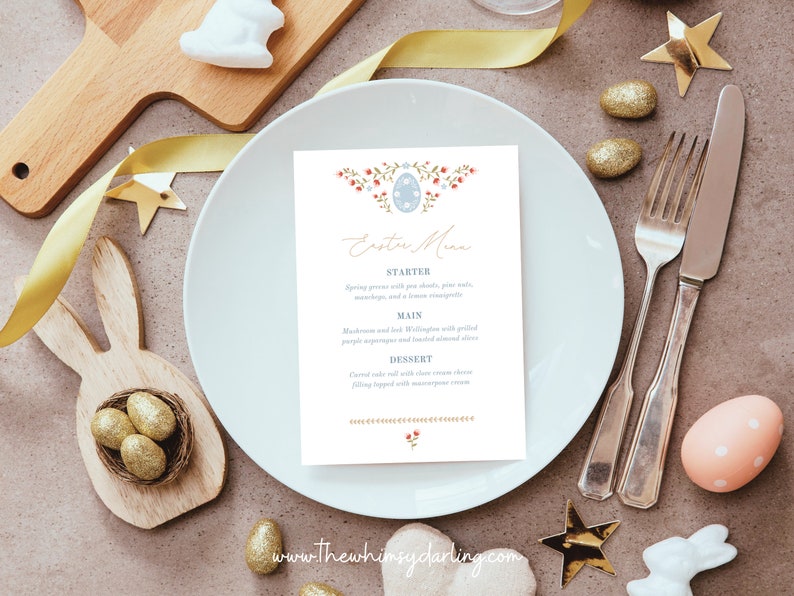 Printable Easter Egg Menus, Easter Brunch Menu, Easter Party - Boho ...
