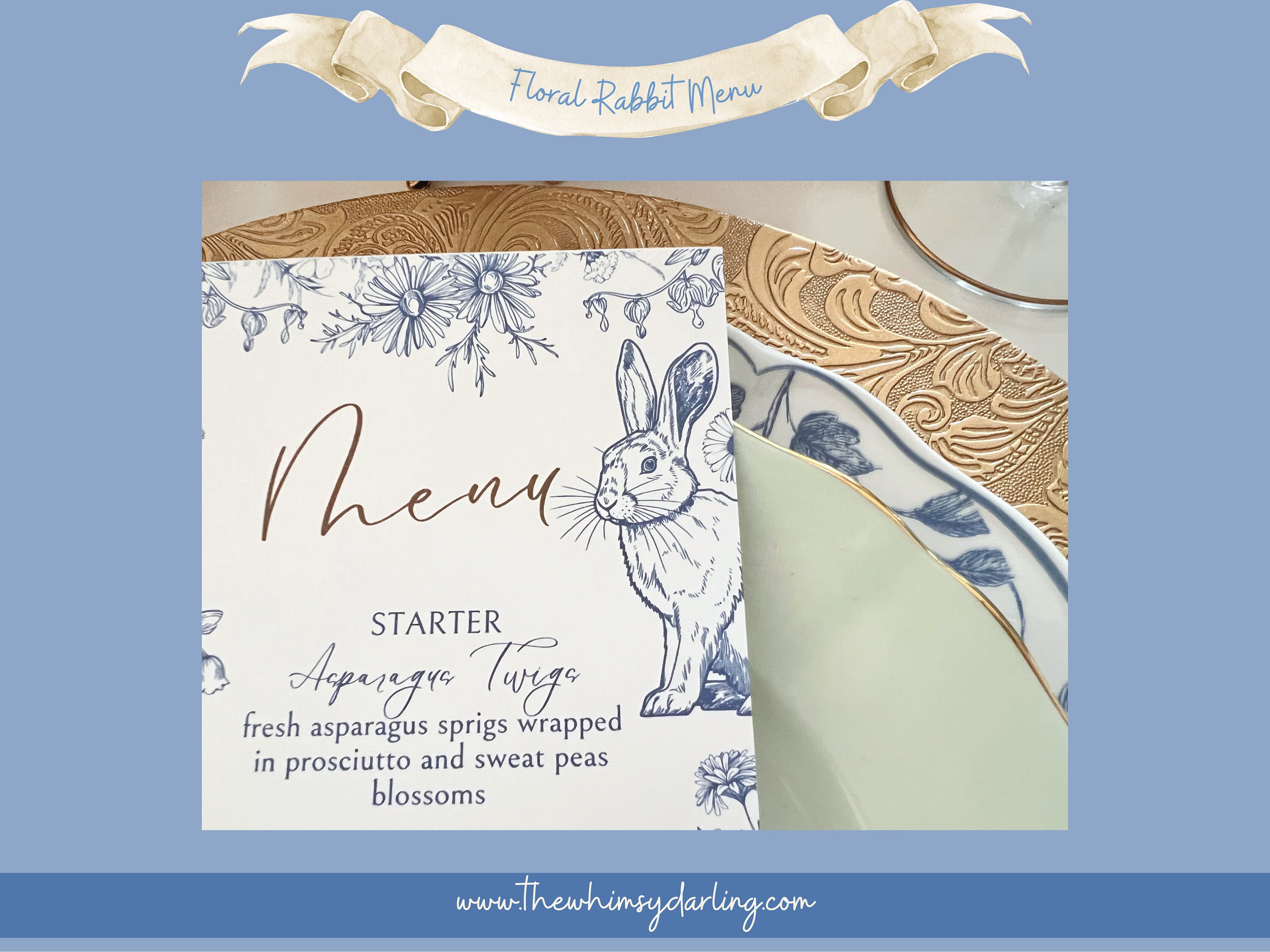 Printable Floral Rabbit Menu, Spring Brunch, Easter Bunny Party ...