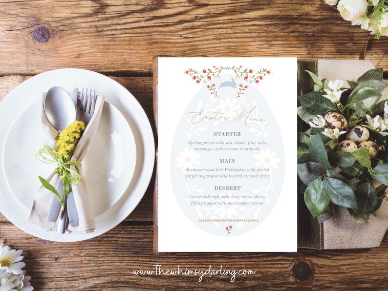 Printable Easter Egg Menus, Easter Brunch Menu, Easter Party - Boho ...