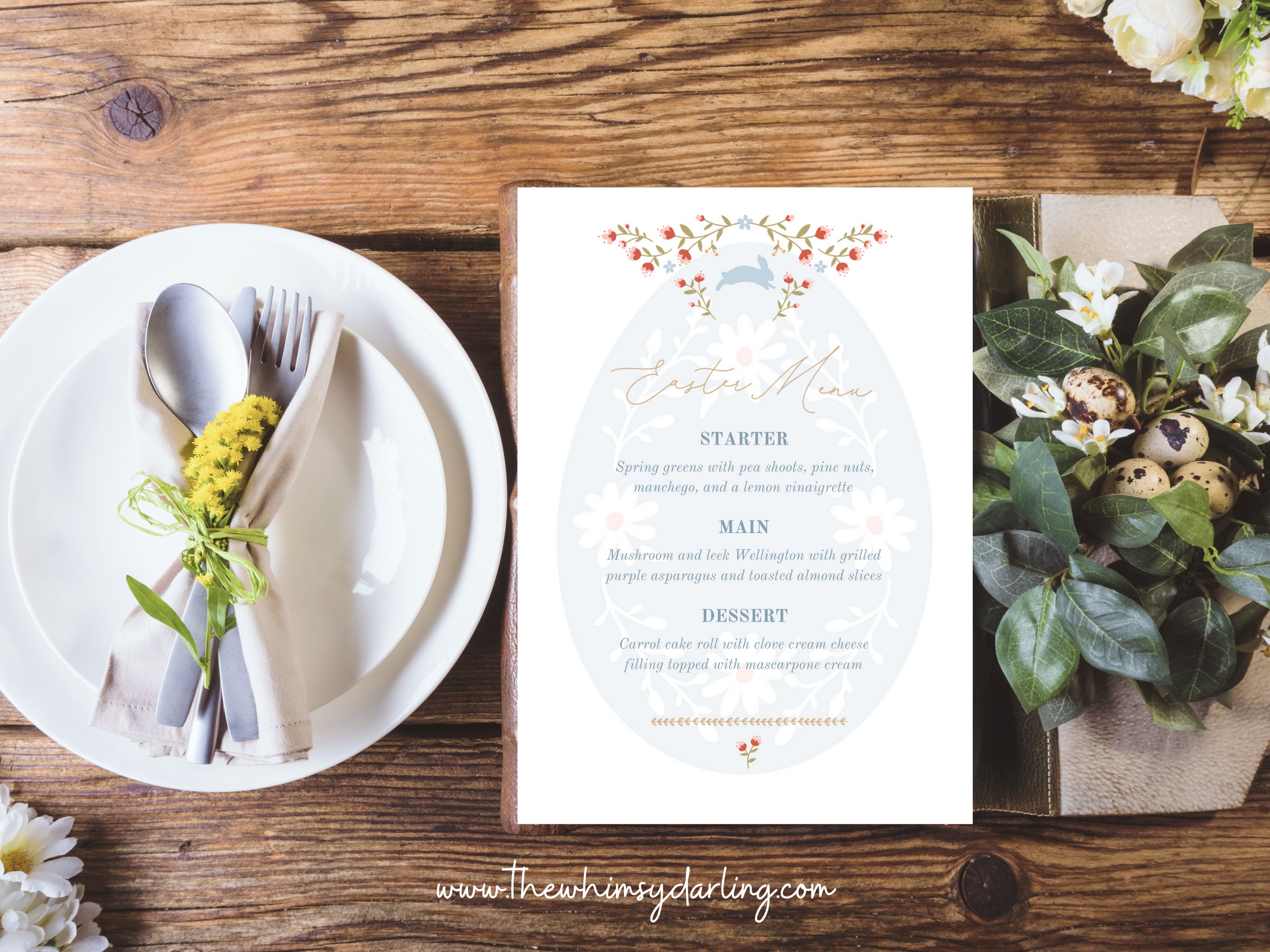 Printable Easter Egg Menus, Easter Brunch Menu, Easter Party - Boho ...