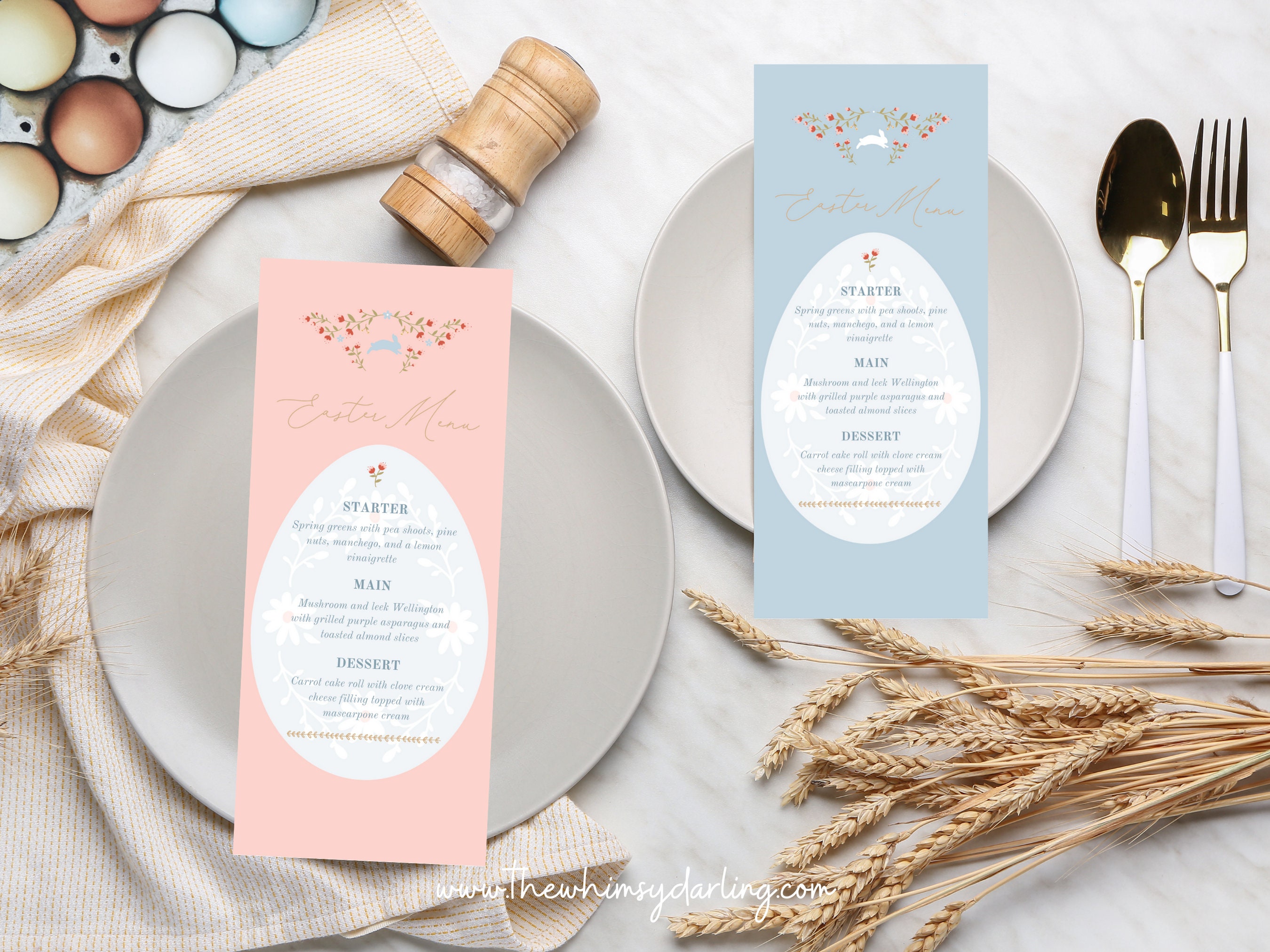 Printable Easter Egg Menus, Easter Brunch Menu, Easter Party - Boho ...