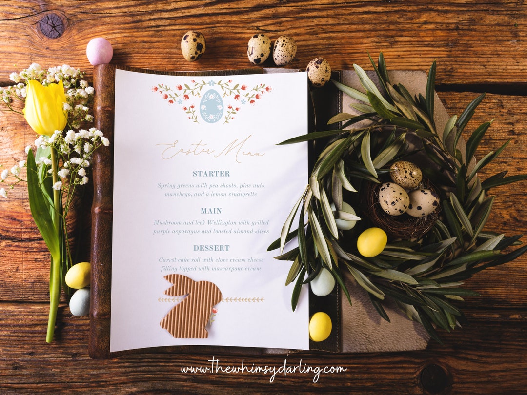 Printable Easter Egg Menus, Easter Brunch Menu, Easter Party - Boho ...