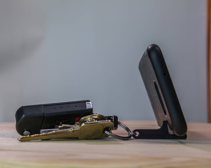 Keychain Phone Kickstand Black , Keychain Phone Stand, iPhone Stand ...