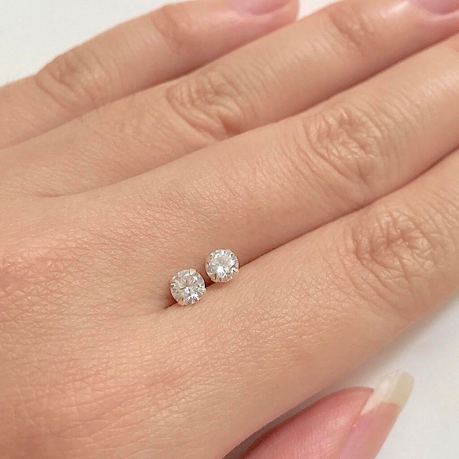 4mm Stud Earrings Sterling Silver Post Cubic Zirconia Stud - Etsy