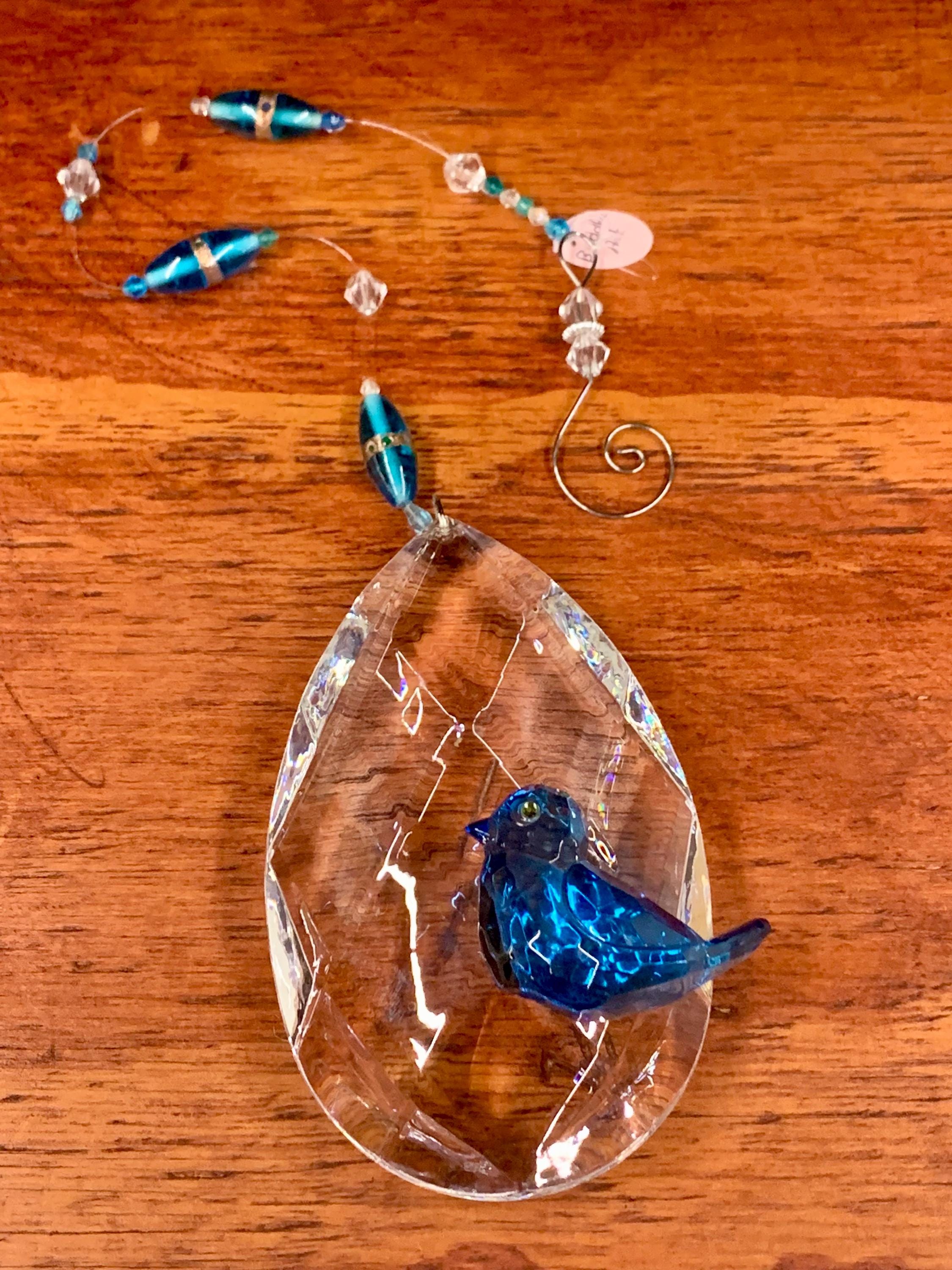 Blue Bird of Hanukkah Tear Drop Sun Catcher Window Hanging Beaded ...
