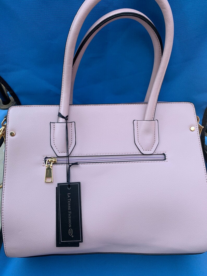 Pink Tote Handbag (vegan) Shoulder Strap Hard Shell Purse With Zippered ...