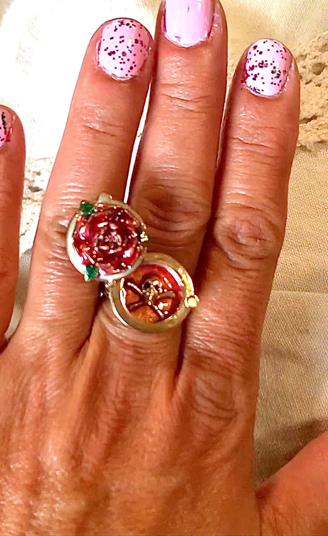 Rose Skull Sterling Silver Secret Compartment Ring, Enamel Size 8 - Etsy