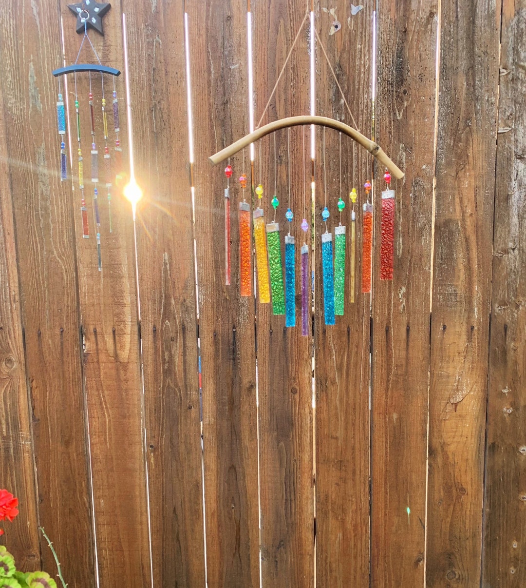 Chakra Rainbow Stained Glass Bamboo Wind Chime Sun Catcher - Etsy