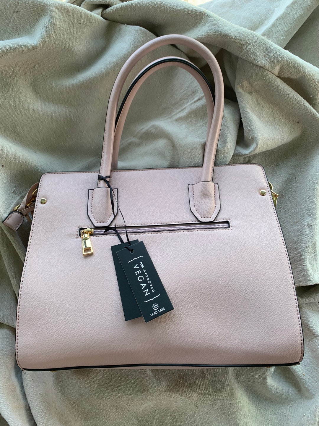 Pink Tote Handbag (vegan) Shoulder Strap Hard Shell Purse With Zippered ...