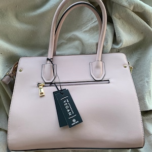 Pink Tote Handbag (vegan) Shoulder Strap Hard Shell Purse With Zippered ...