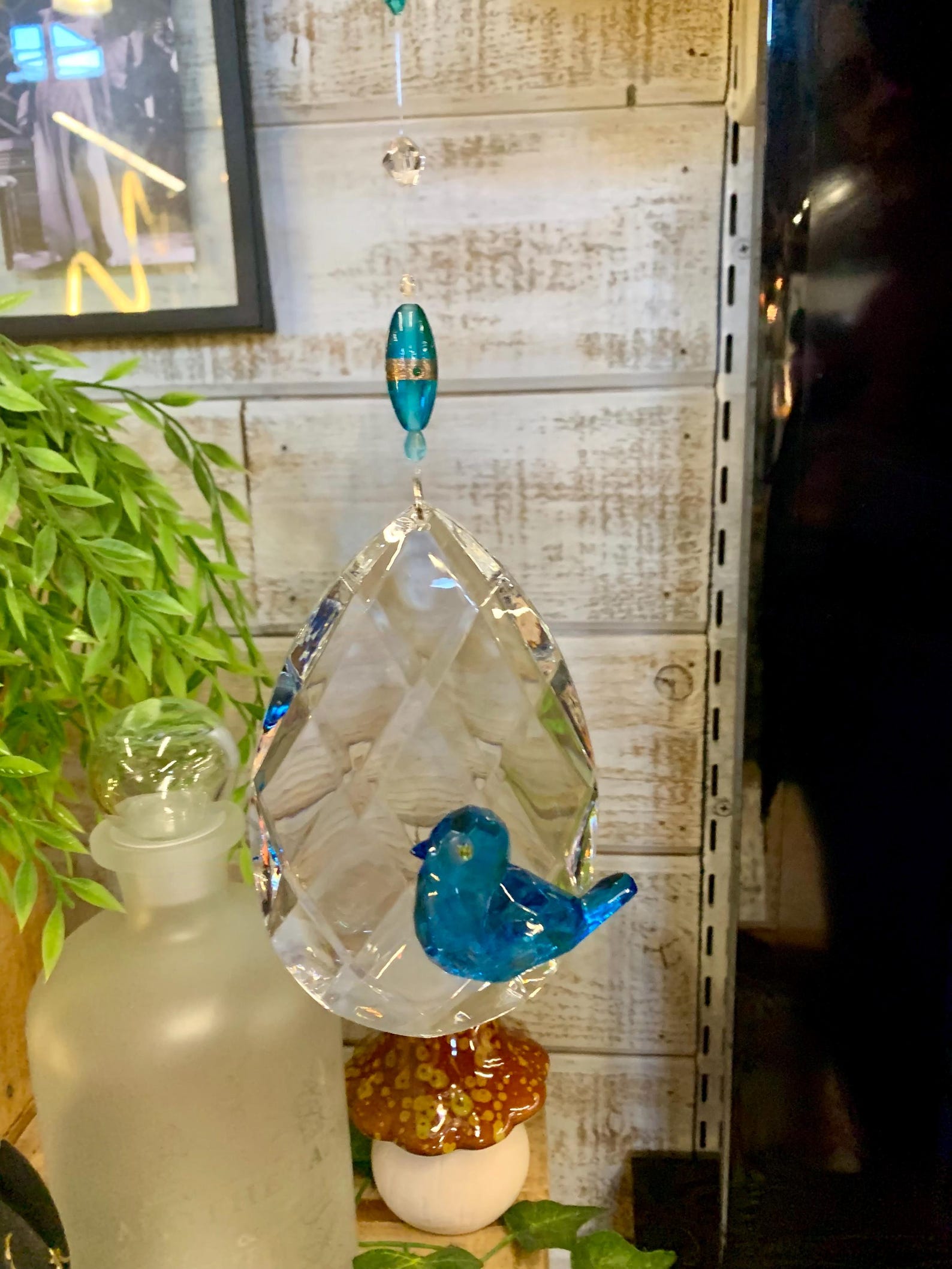 Blue Bird of Hanukkah Tear Drop Sun Catcher Window Hanging Beaded ...