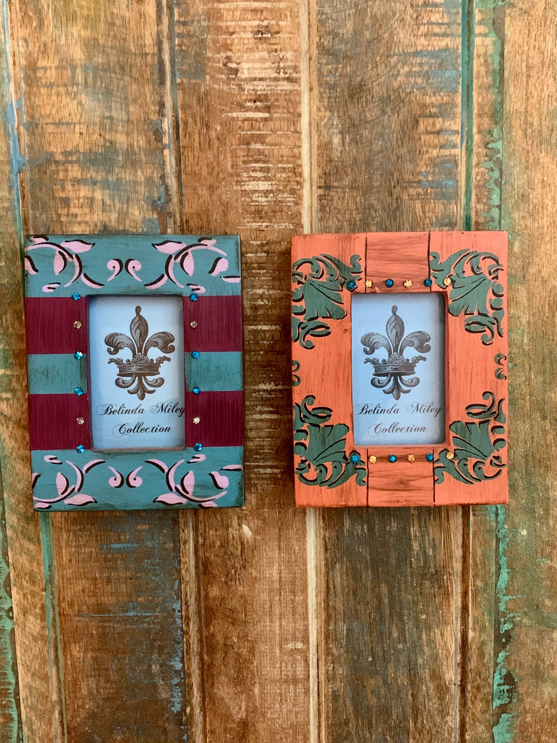 Vintage Bohemian Picture Frames Pair & Gift Box (new) Rhinestones ...