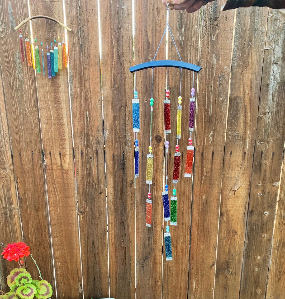Chakra Rainbow Stained Glass Wind Chime Sun Catcher - Etsy