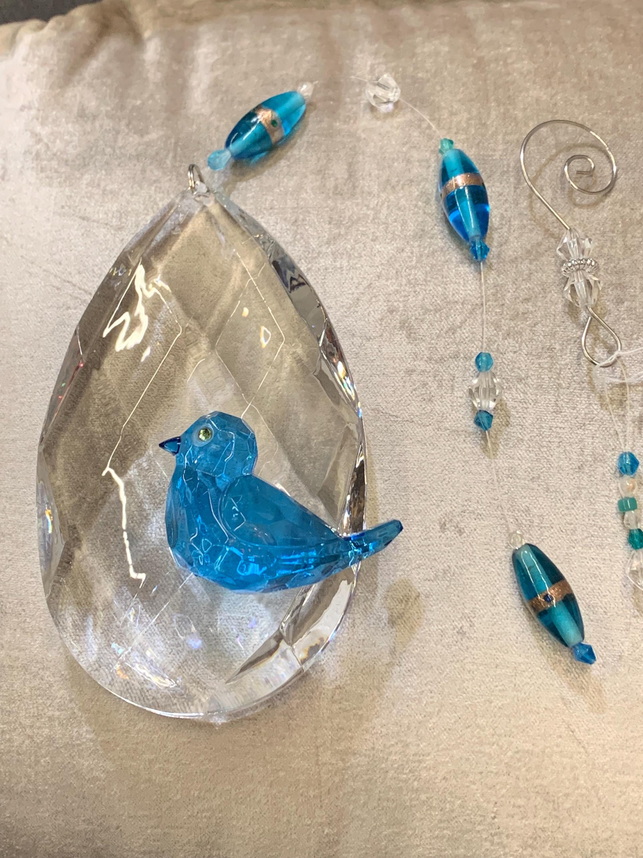 Blue Bird of Hanukkah Tear Drop Sun Catcher Window Hanging Beaded ...