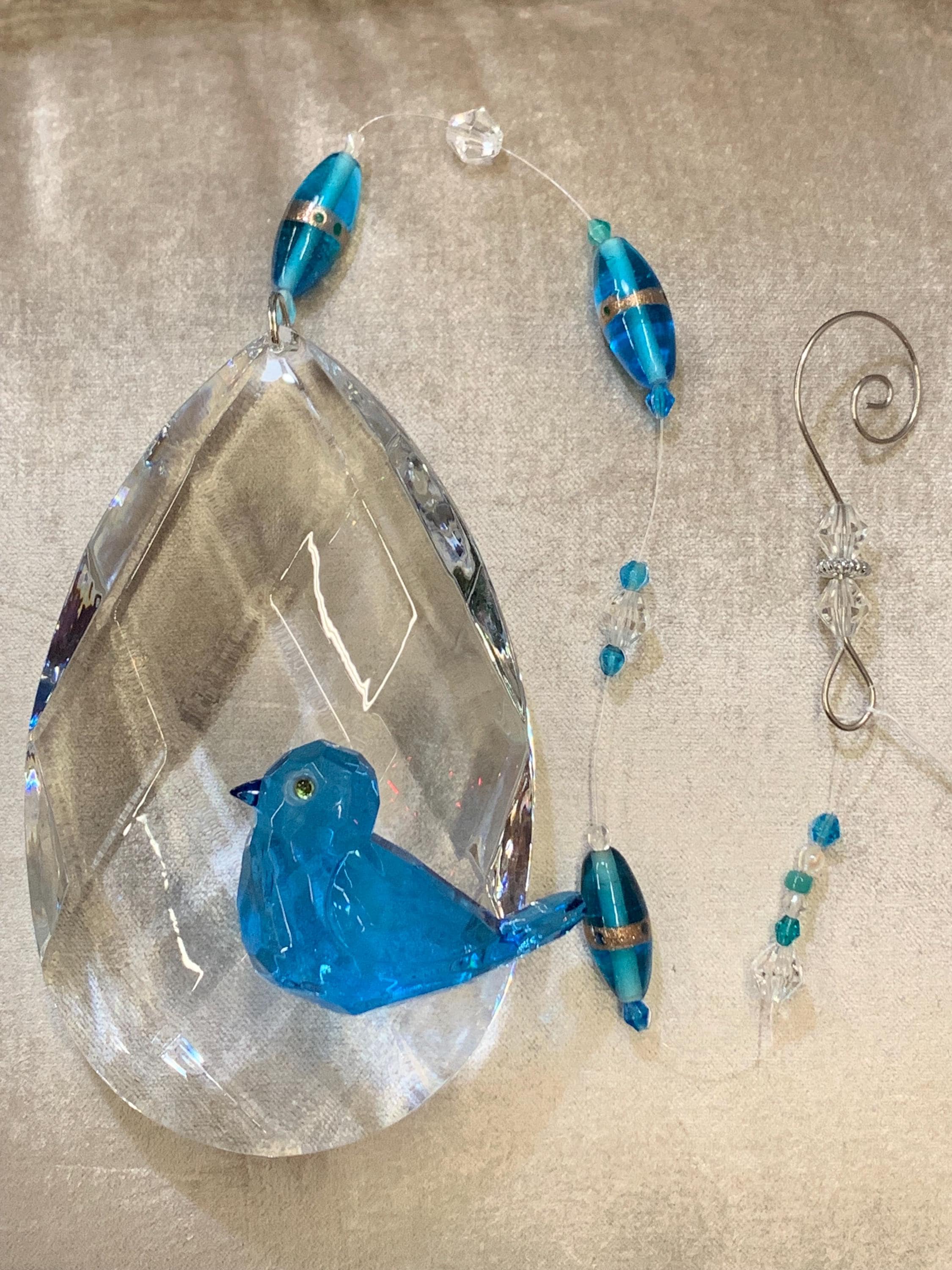 Blue Bird of Hanukkah Tear Drop Sun Catcher Window Hanging Beaded ...
