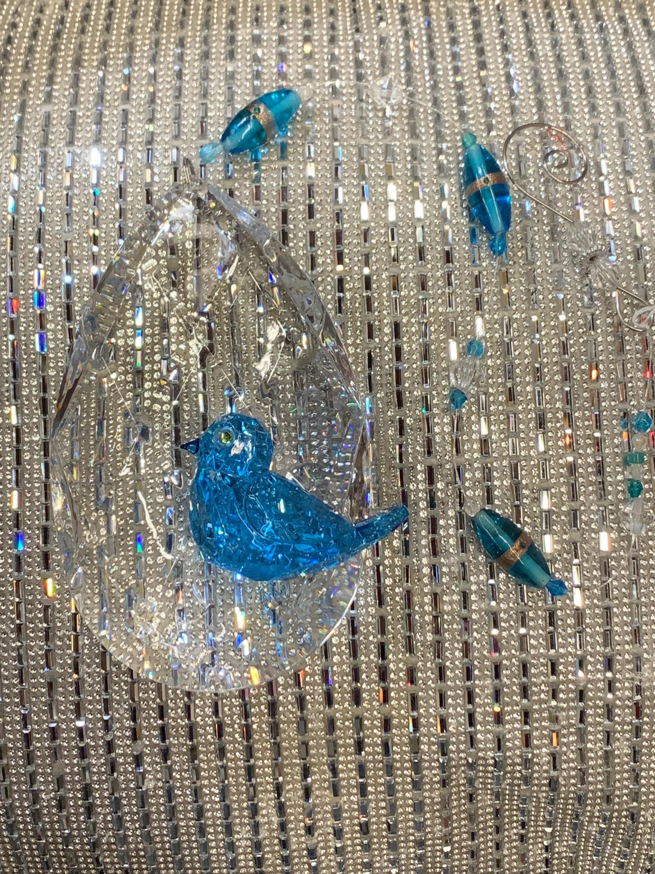 Blue Bird of Hanukkah Tear Drop Sun Catcher Window Hanging Beaded ...