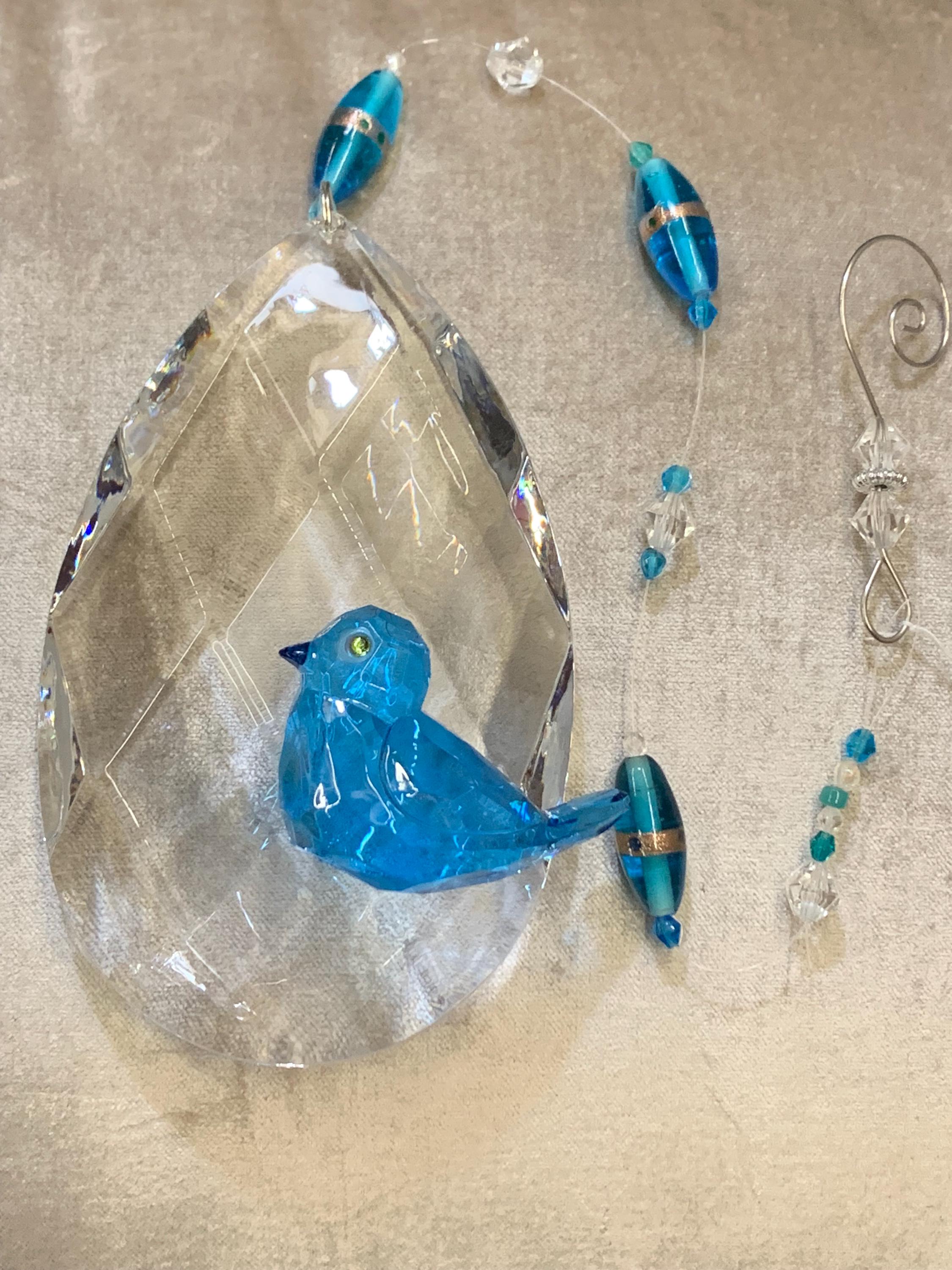 Blue Bird of Hanukkah Tear Drop Sun Catcher Window Hanging Beaded ...
