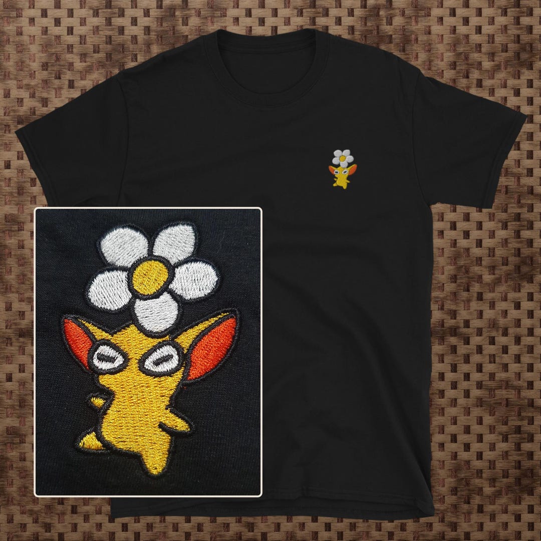 Yellow Pikmin Embroidered T-shirt - Pikmin T-shirt Embroidered- Pikmin ...