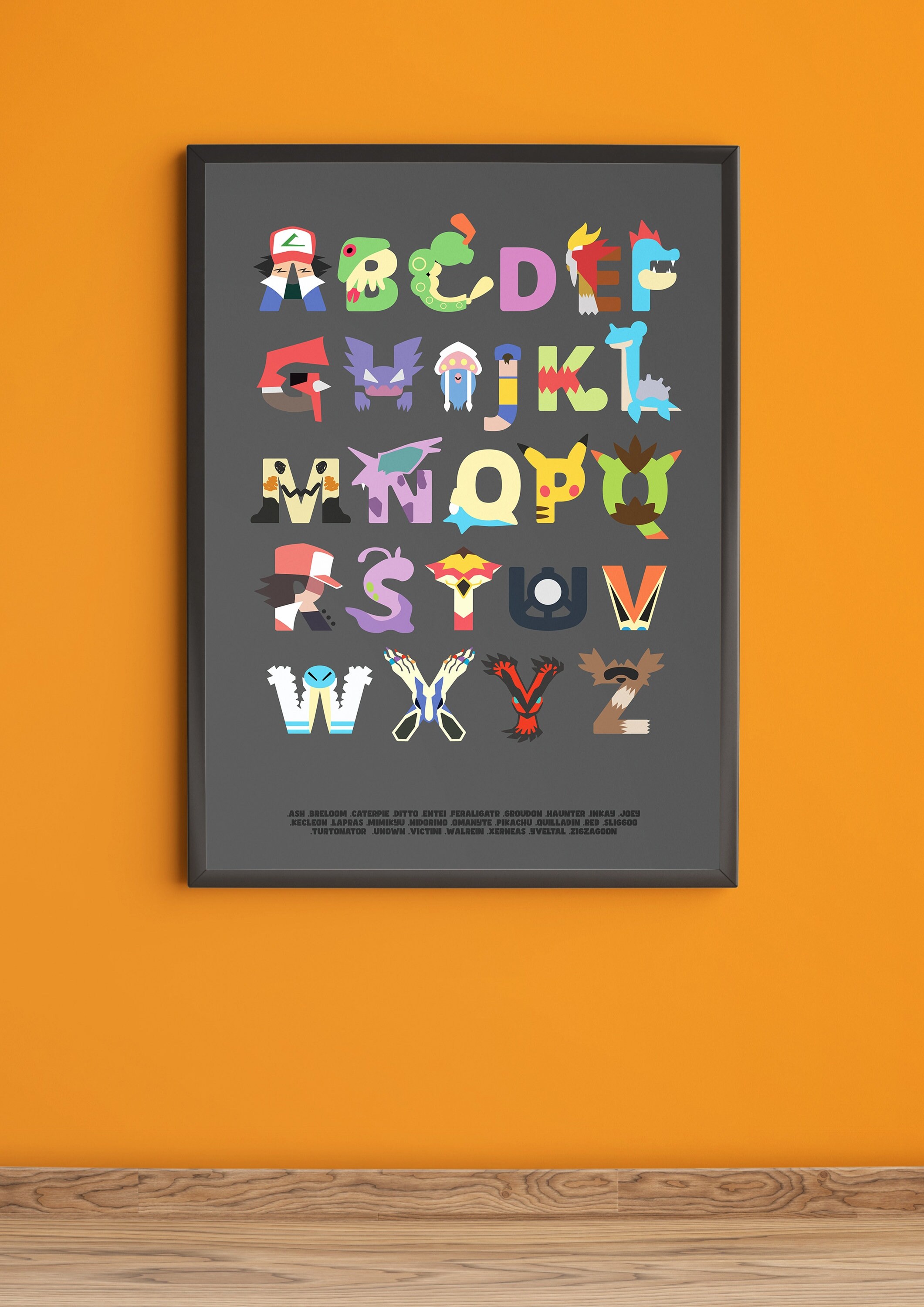 Pocket Monster Alphabet Poster - Poke Art Print - Kids Wall Art ...