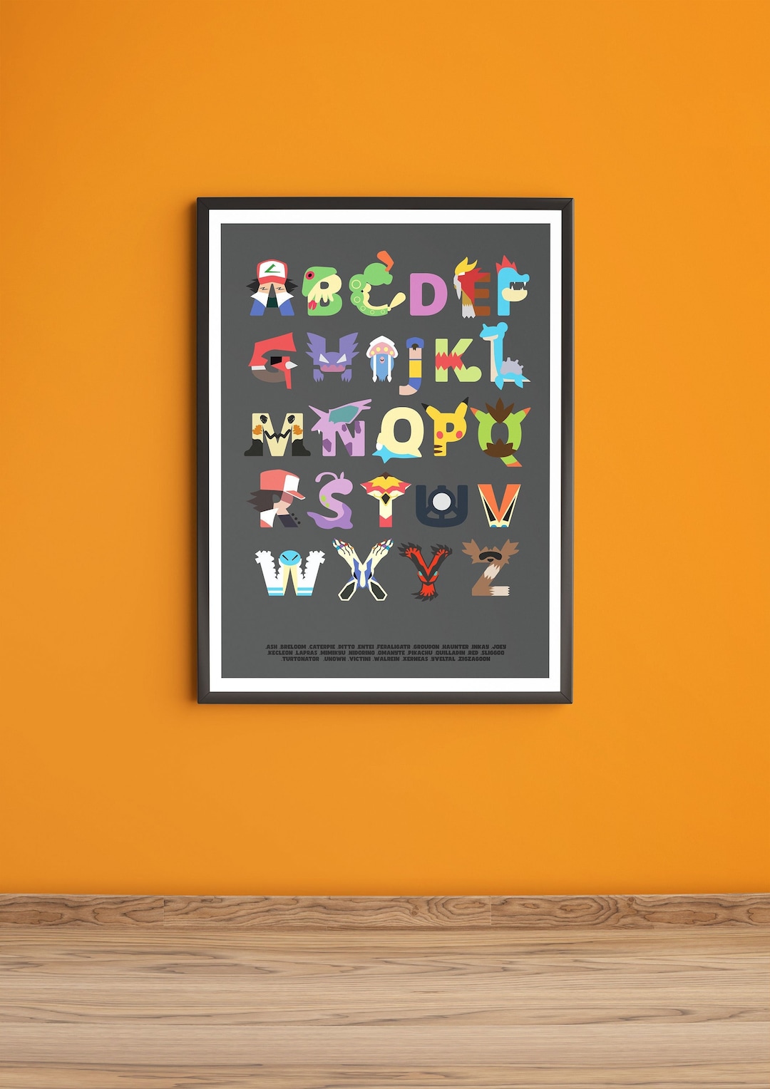 Pocket Monster Alphabet Poster - Poke Art Print - Kids Wall Art ...
