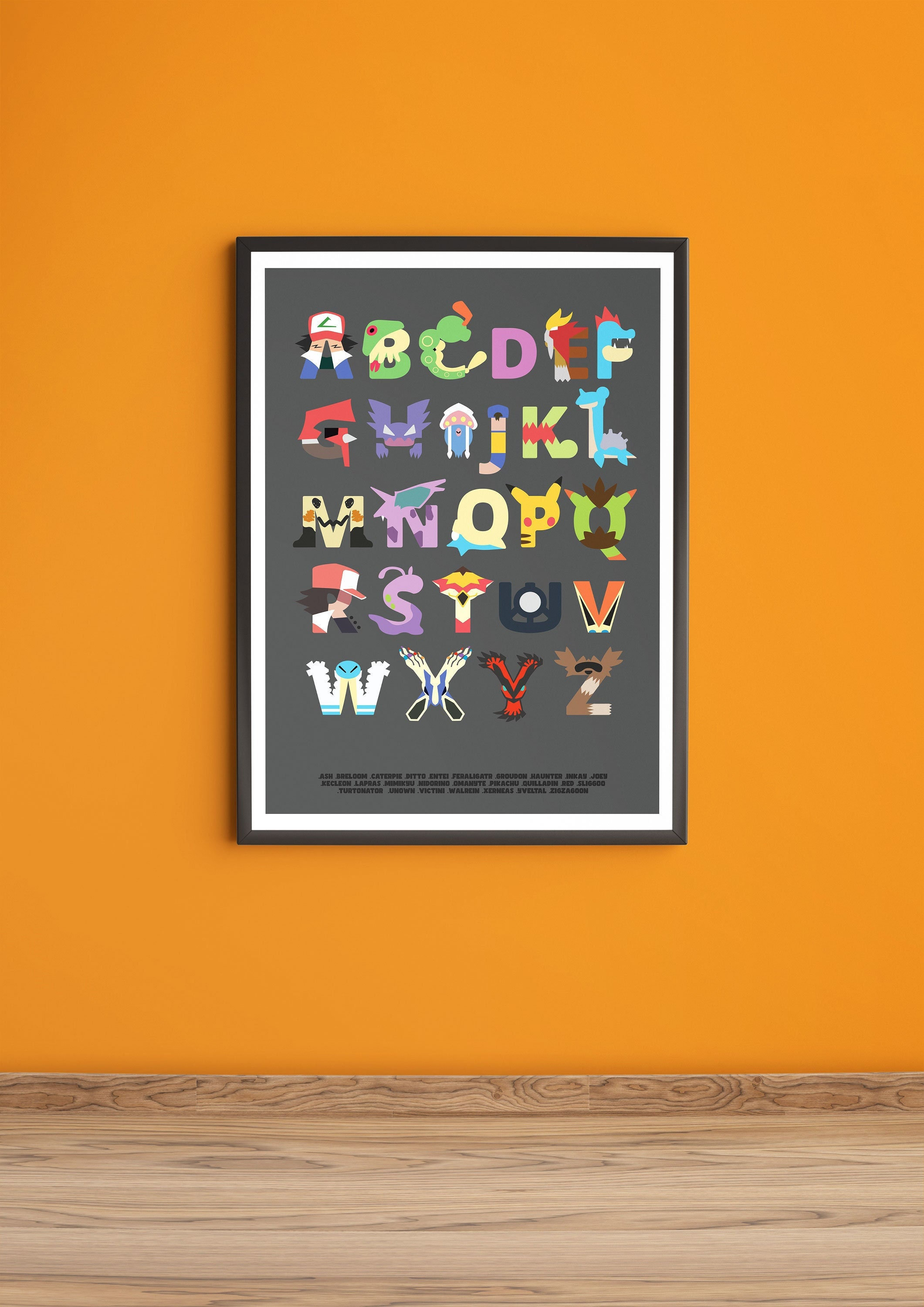 Pocket Monster Alphabet Poster - Poke Art Print - Kids Wall Art ...