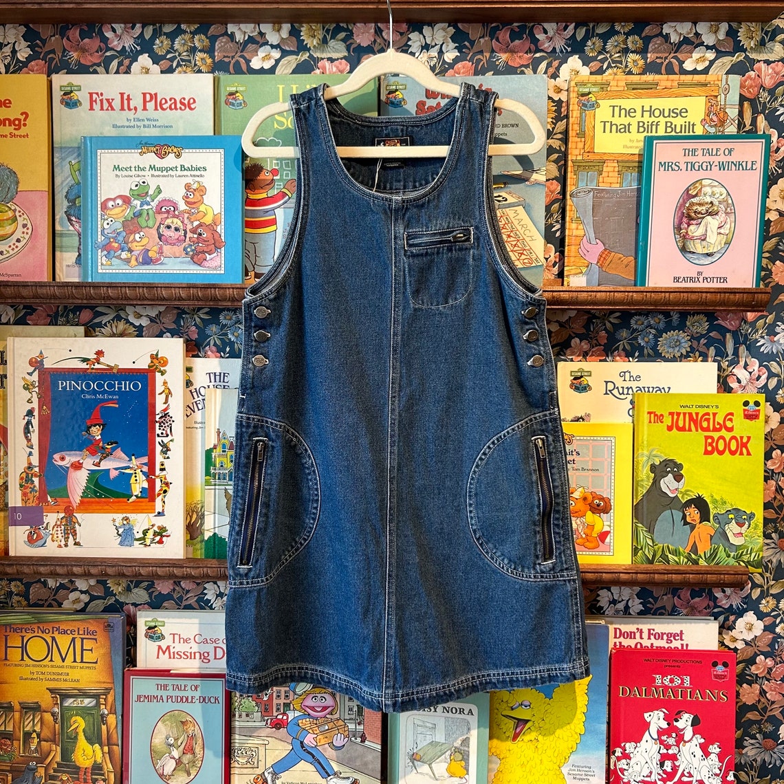 Vintage Girls Route 66 Jean Overall Dress Size 10 / Large - Etsy