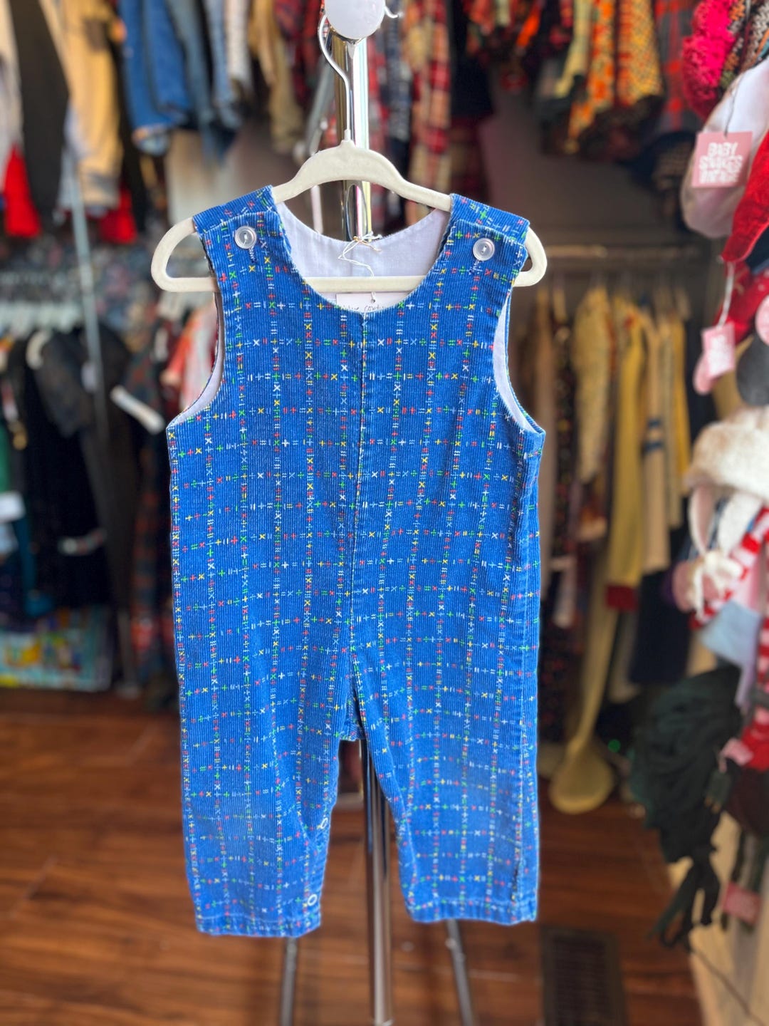 Vintage Baby 1970s Corduroy Blue Patterned Snap-on Overalls Size 9-12 ...