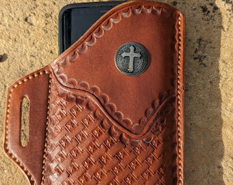 Custom Leather Cell Phone/ Trapper Combo Case - Etsy