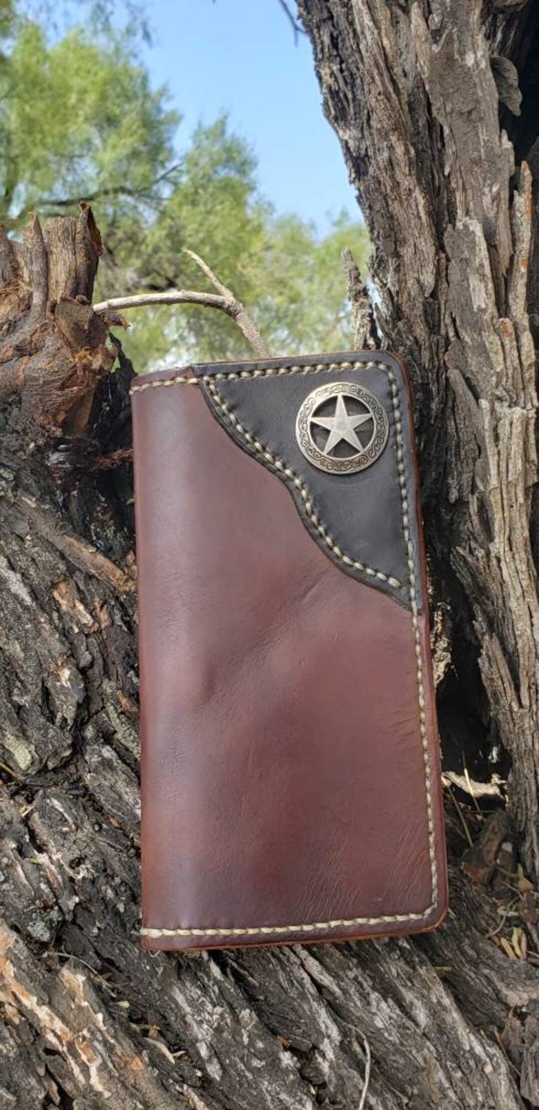 Handmade Veg Tan Leather Roper Wallet - Moccasin Brown - Etsy
