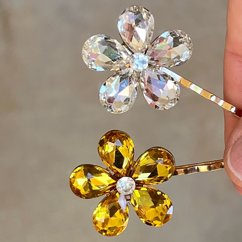 Rhinestone Hair Pins Yellow Flower Hair Pin Hair Pins for - Etsy