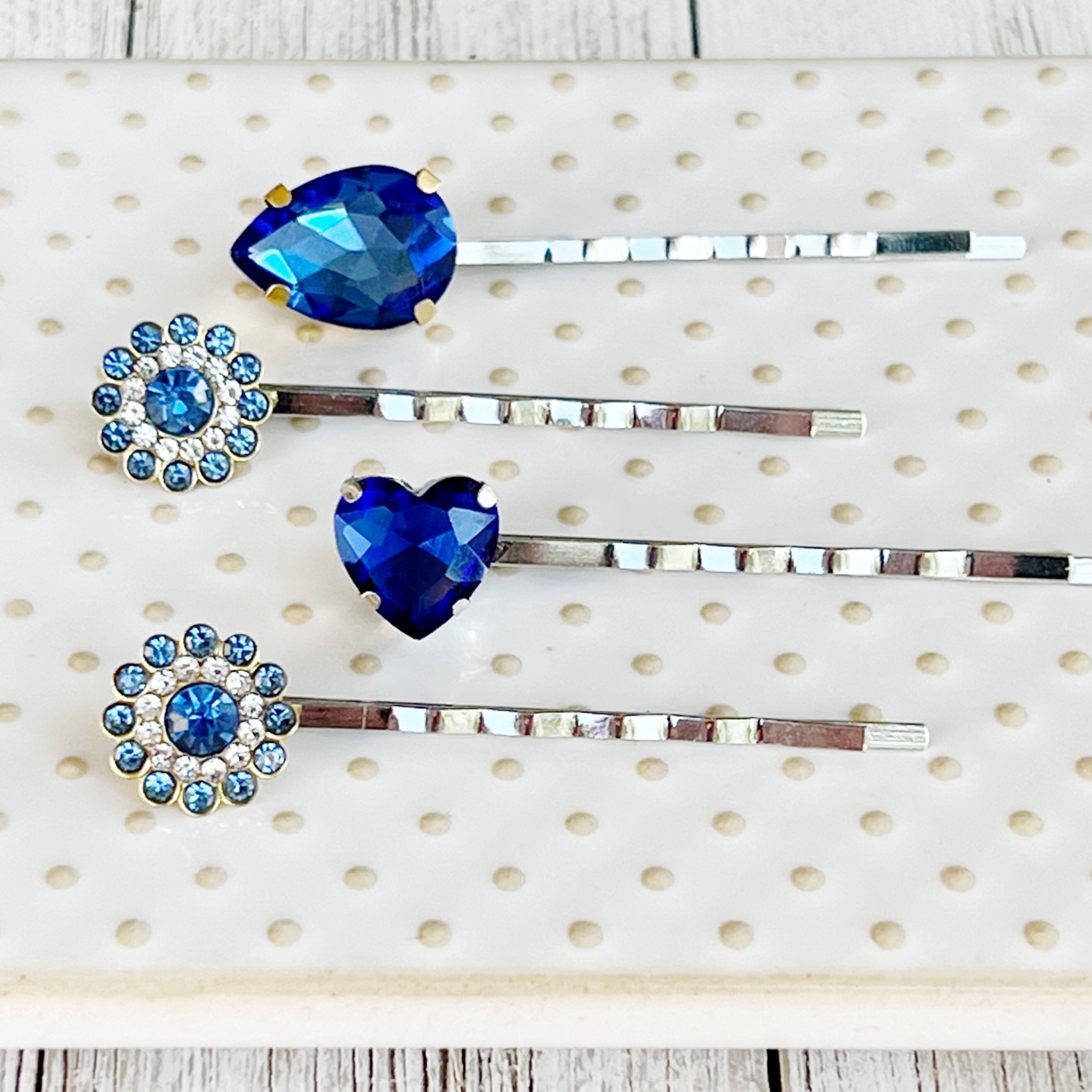 Blue Rhinestone Hair Pins Heart Hair Pins Hair Pin for - Etsy