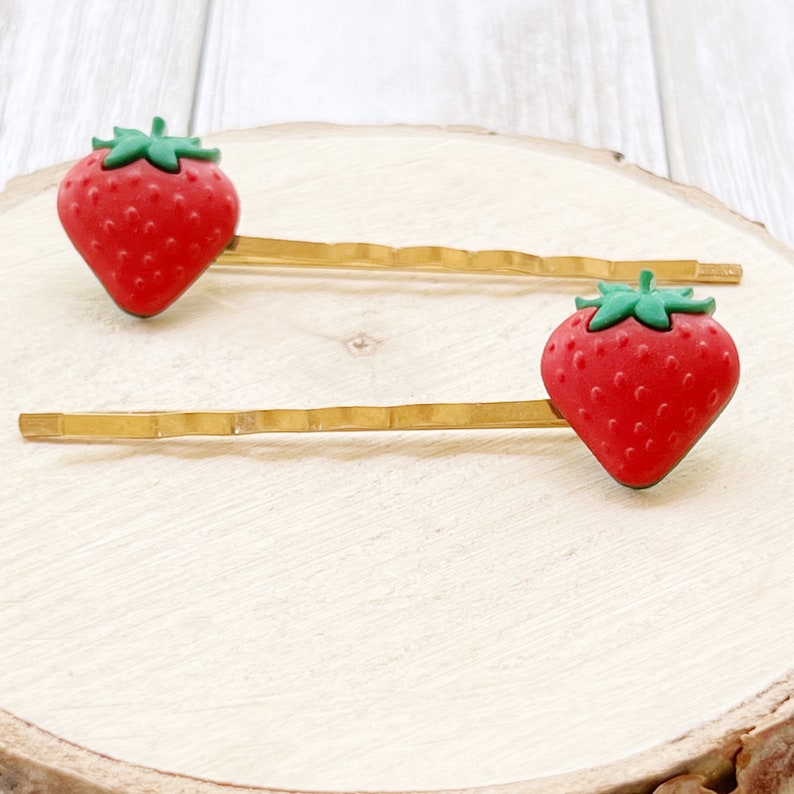 Strawberry Bobby Pins, Fruit Hair Pins, Strawberry Hair Pins, Fruit ...
