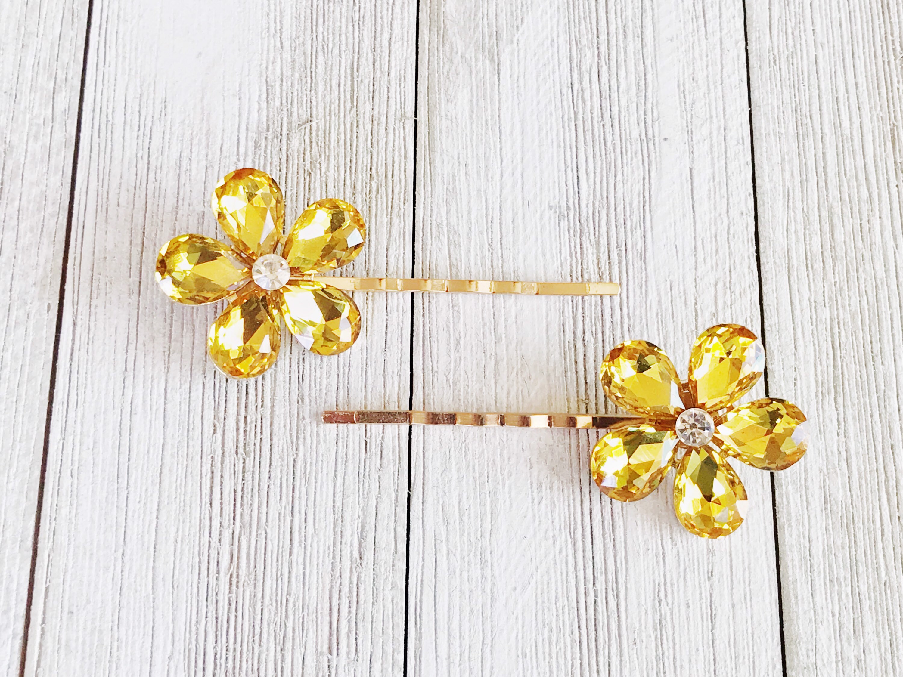 Rhinestone Hair Pins Yellow Flower Hair Pin Hair Pins For | Etsy
