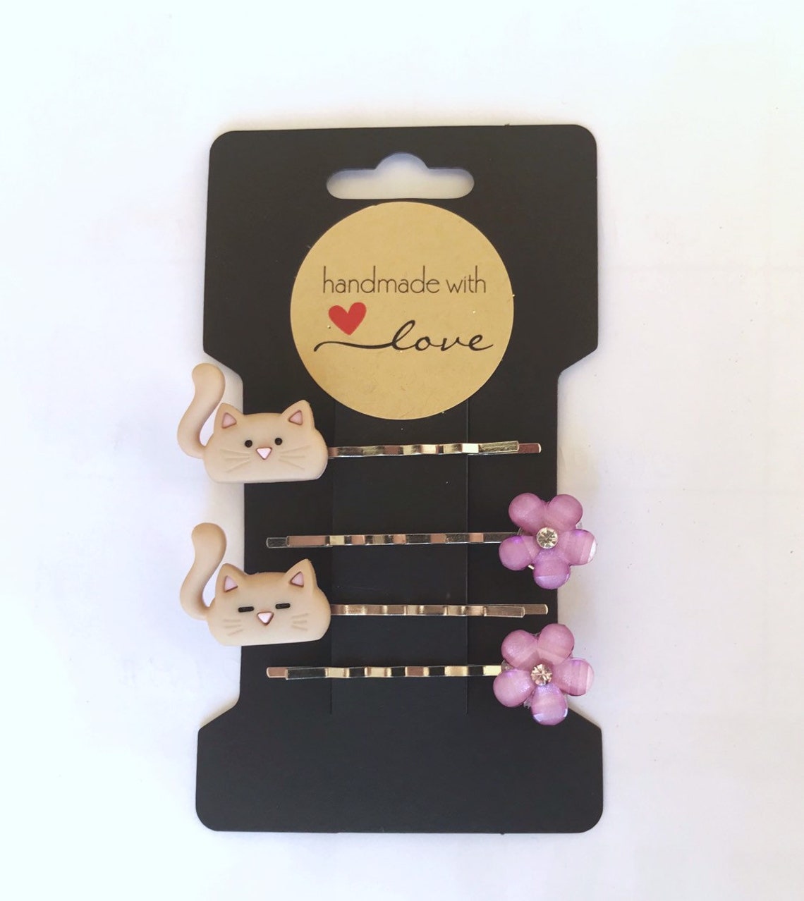 Cat Hair Pin Floral Bobby Pin Womens Hair Pins Tan Cat | Etsy