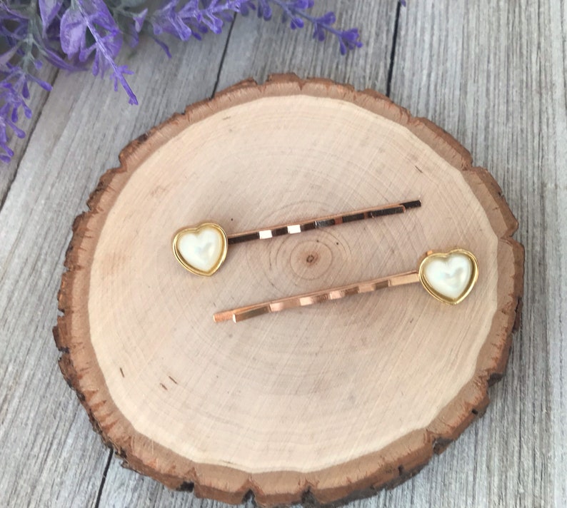 White Heart Hair Pin Heart Bobby Pin Womens Hair Pin | Etsy