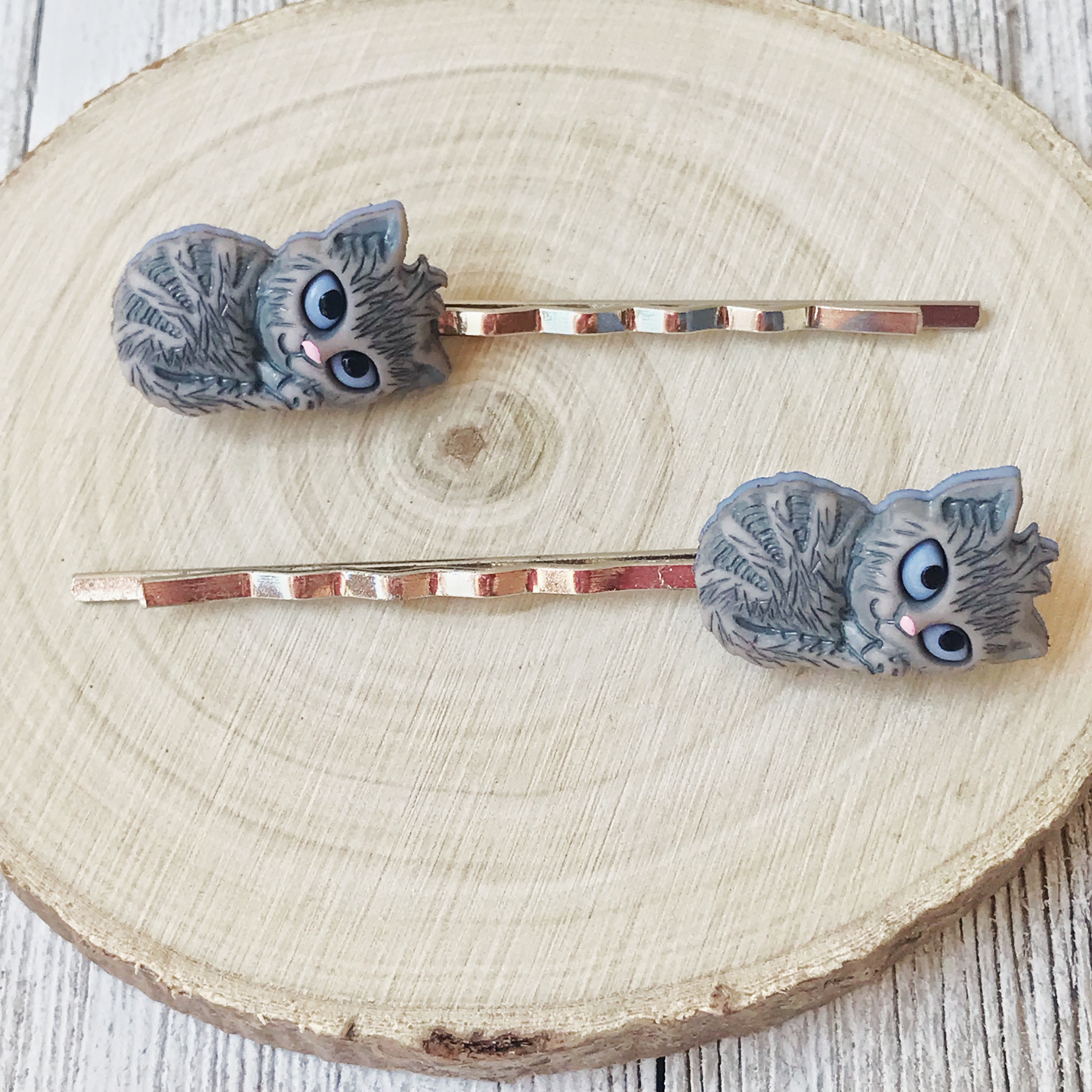 Cat Hair Pin, Gray Cat Bobby Pin, Hair Clip for Women, Cat Hair Clip ...