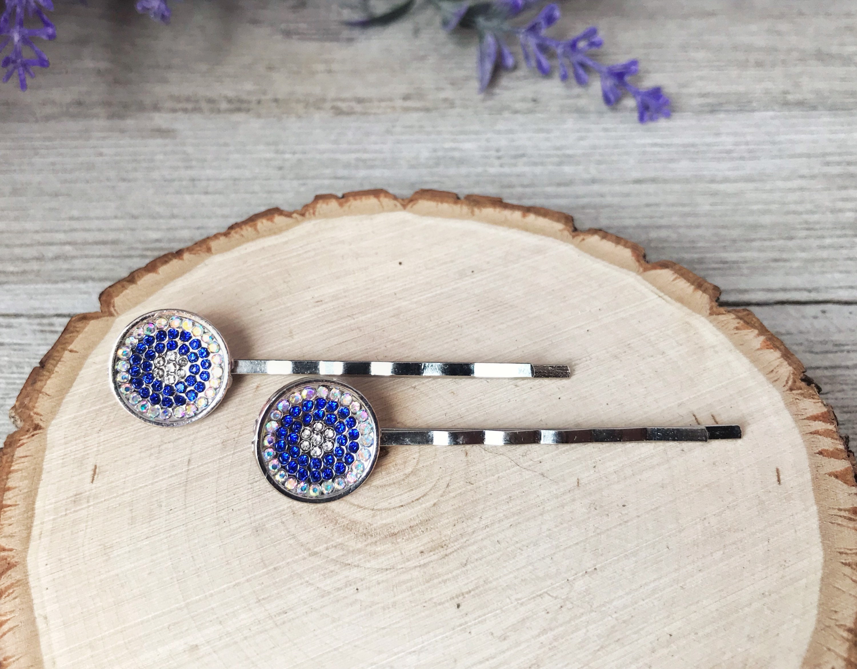 Blue Rhinestone Hair Pin Round Hair Pin Hair Pin for Woman - Etsy
