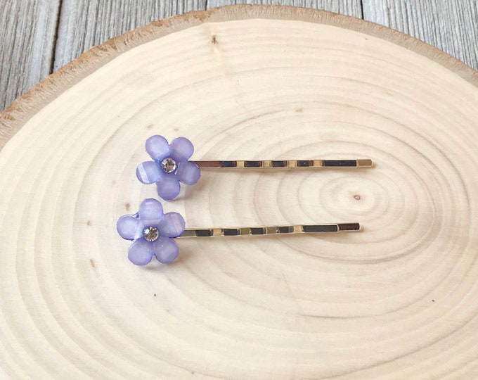 Purple Flower Hair Pins, Purple Bobby Pins, Womens Hair Pins, Floral ...