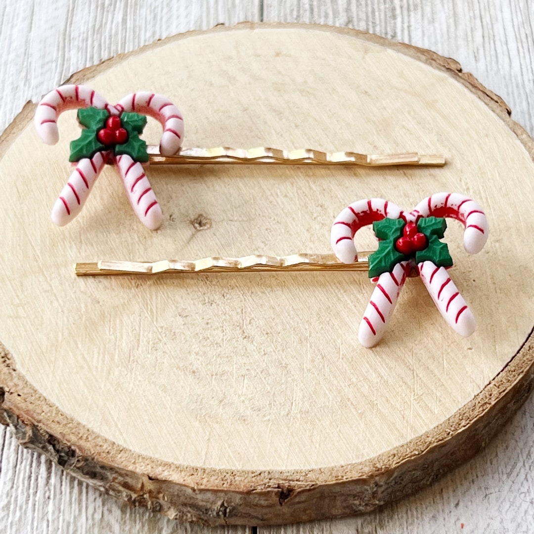Christmas Hair Pins, Candy Cane Bobby Pins, Holiday Hair Pins ...