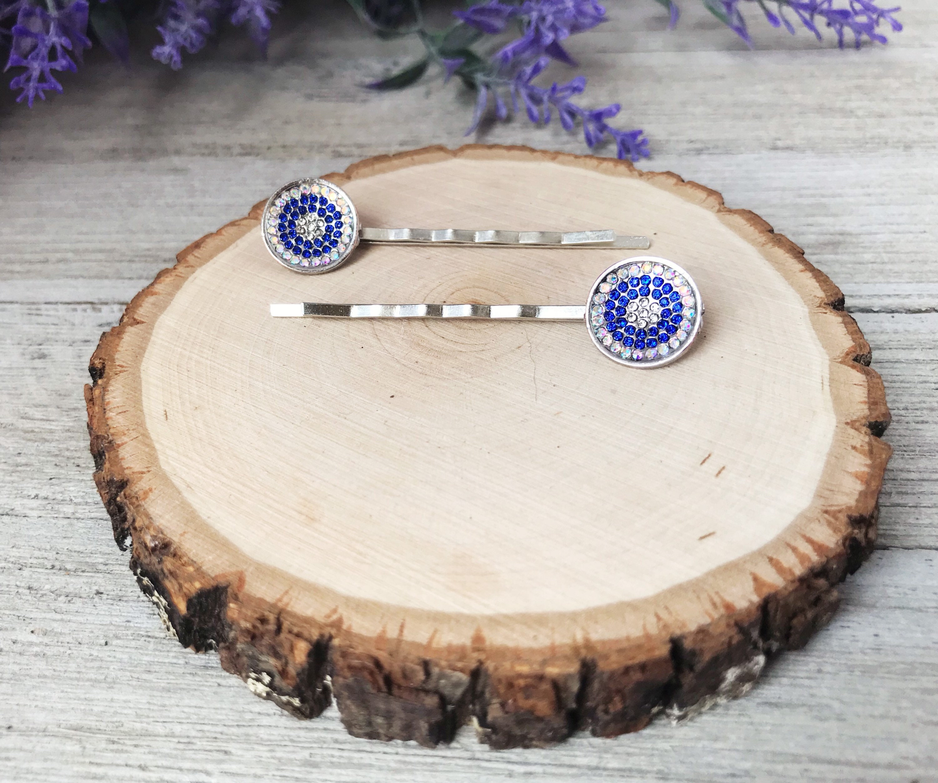 Blue Rhinestone Hair Pin Round Hair Pin Hair Pin for Woman - Etsy