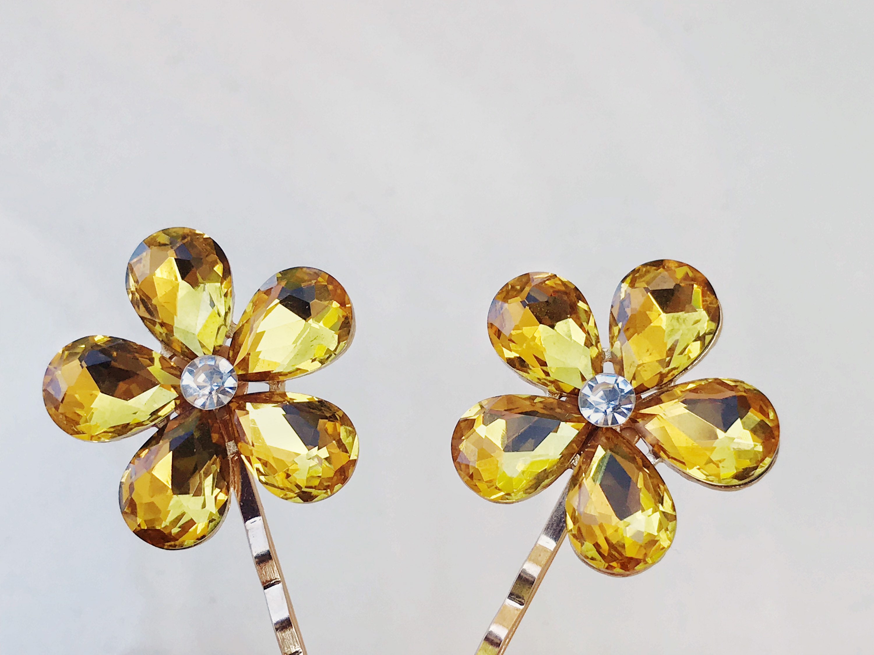 Rhinestone Hair Pins Yellow Flower Hair Pin Hair Pins For | Etsy