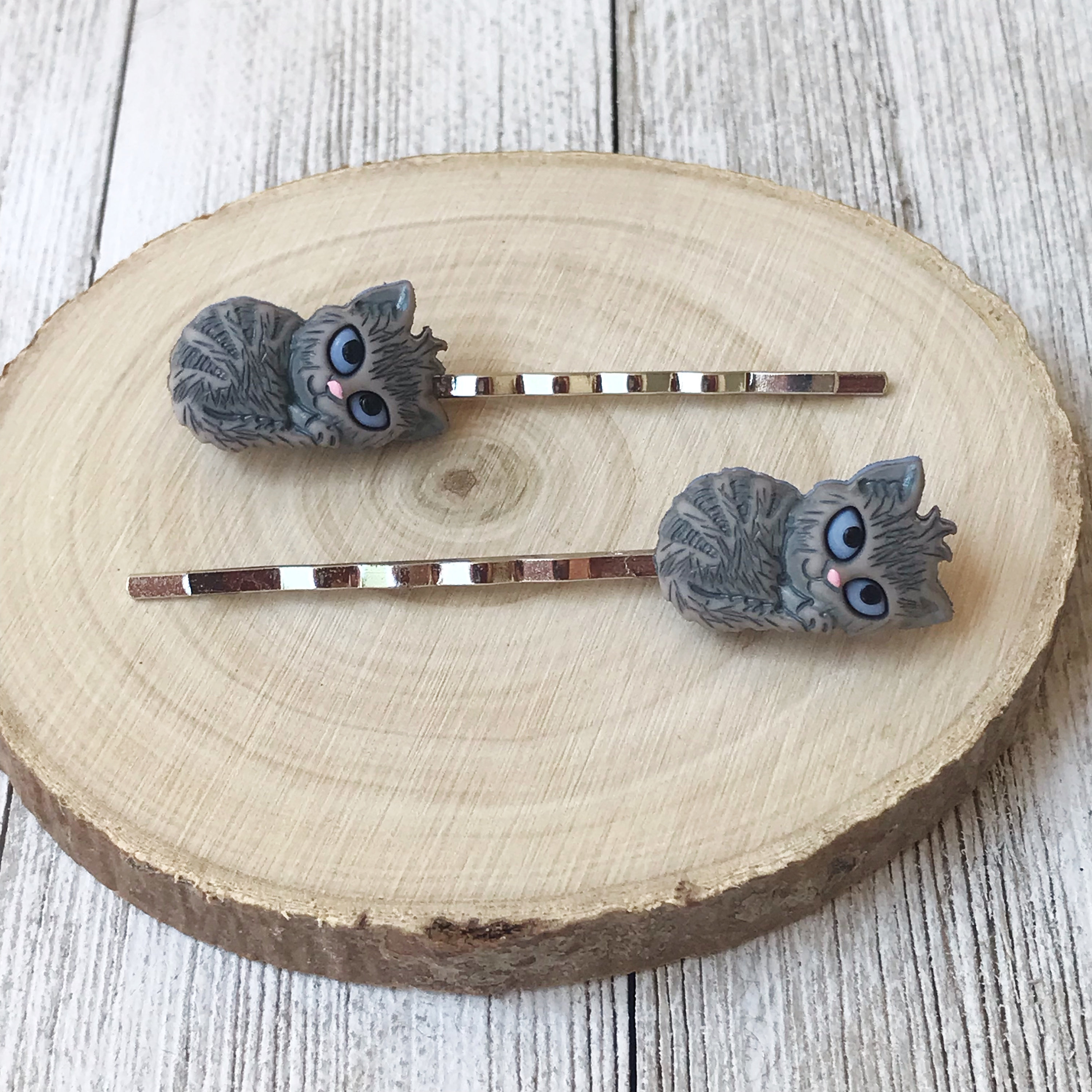 Cat Hair Pin, Gray Cat Bobby Pin, Hair Clip for Women, Cat Hair Clip ...
