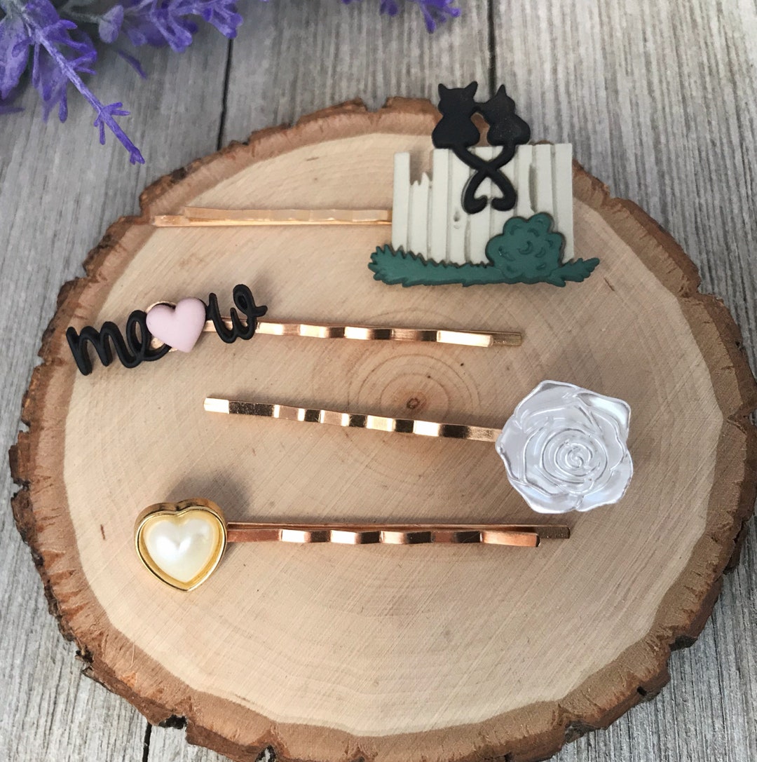 Cat Hair Pin, Cat Bobby Pin, Womens Hair Pins, Womans Hair Clips, Rose ...